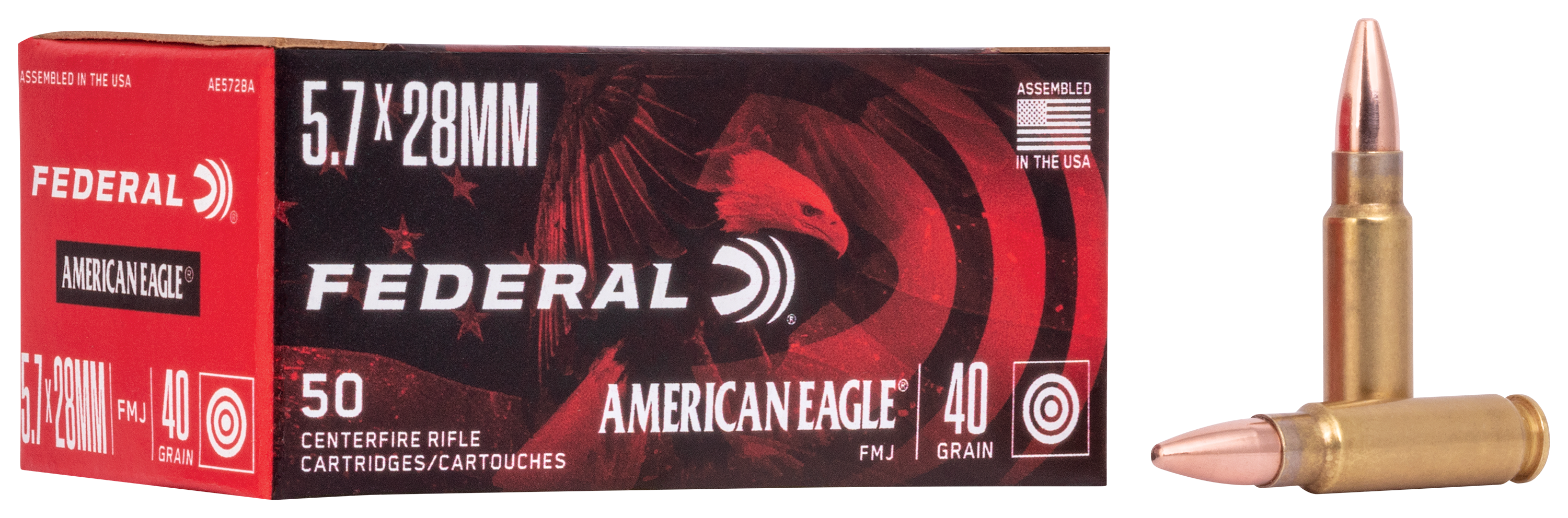 Federal American Eagle 5.7x28mm 40 Grain Full Metal Jacket Centerfire ...